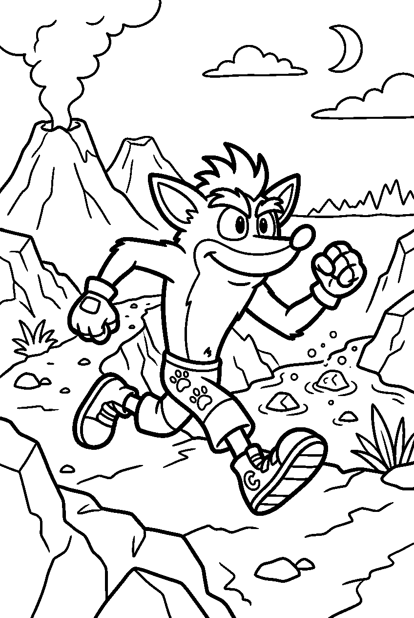 Free Printable Crash Bandicoot Running on N Sanely Island Coloring Page ...