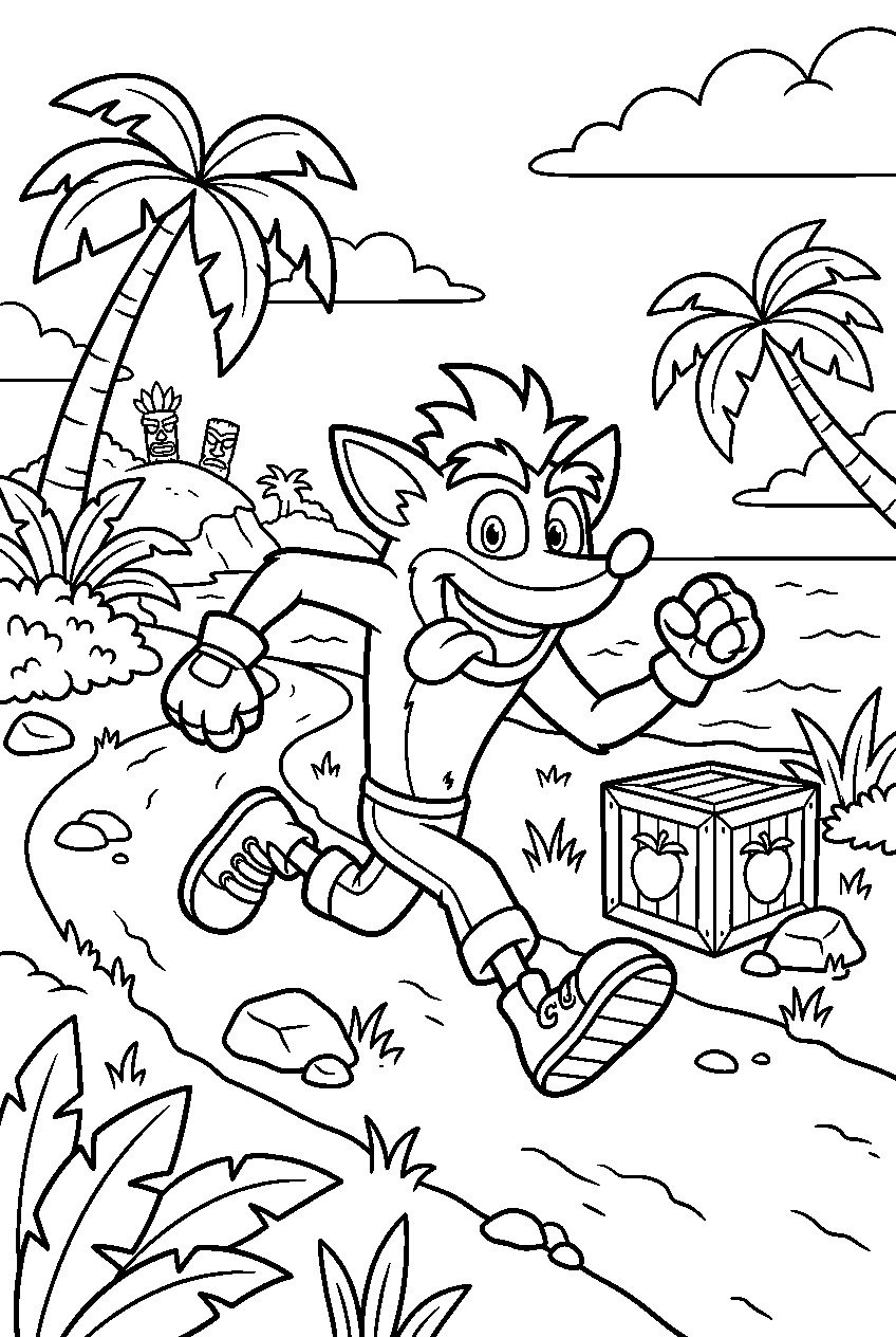 Free Printable Crash Bandicoot Running on N Sanely Island Coloring Page ...